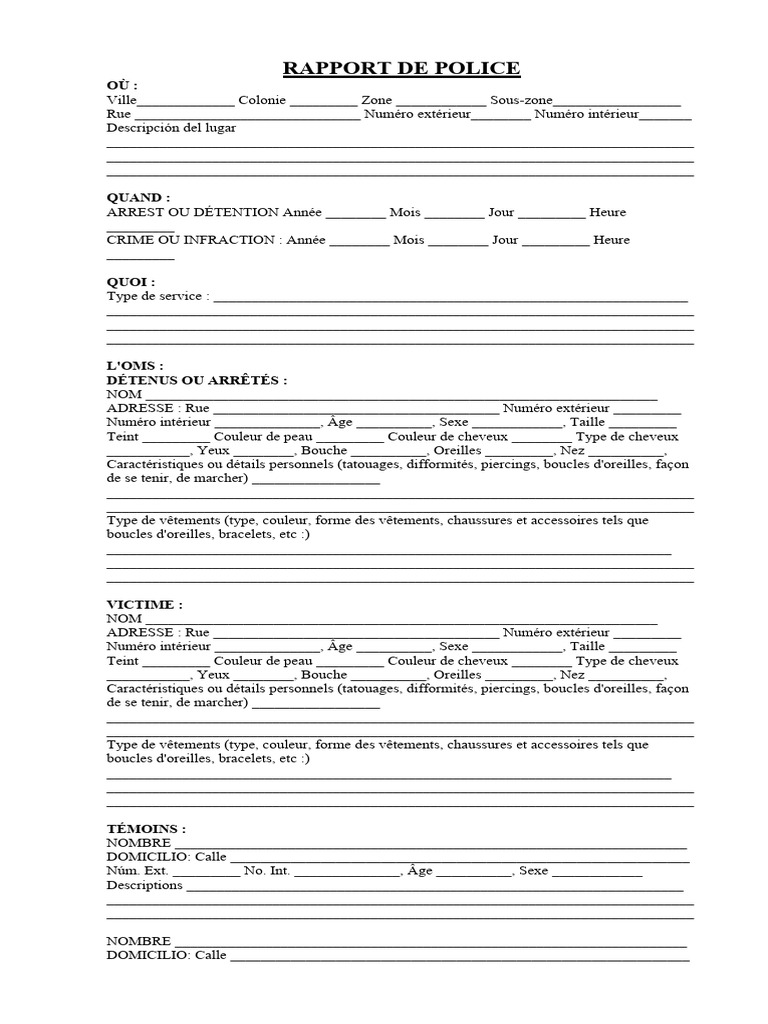 Rapport de Police (Format) | PDF