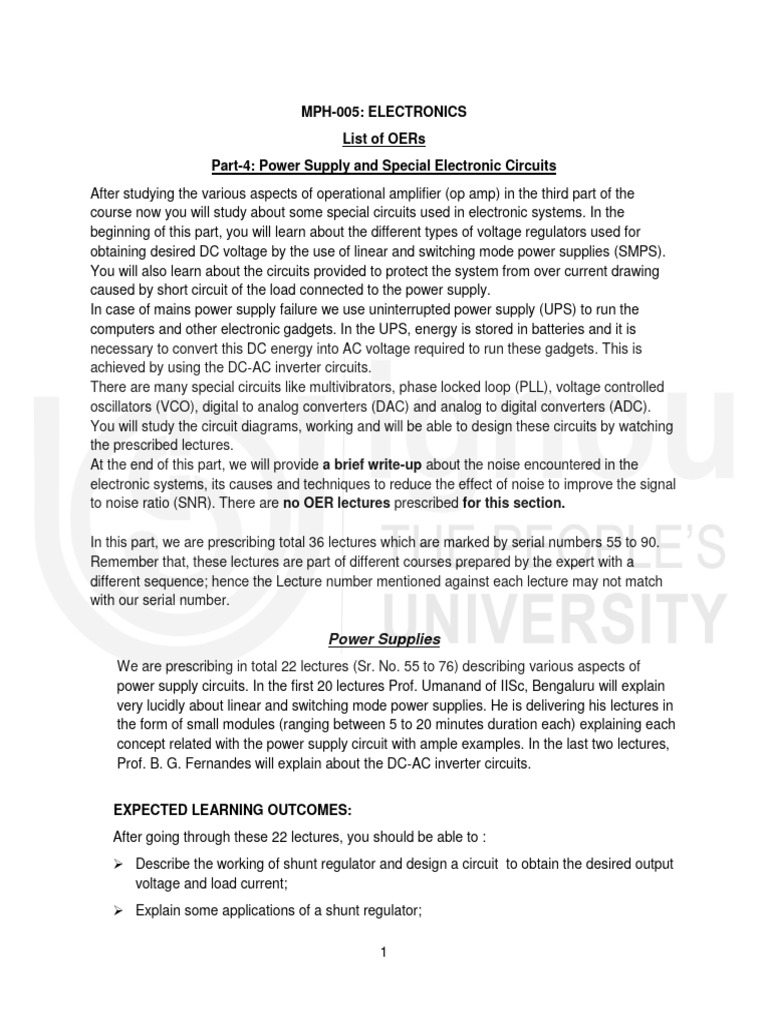 Power Supply and Special Circuits | PDF | Amplifier | Signal To Noise Ratio