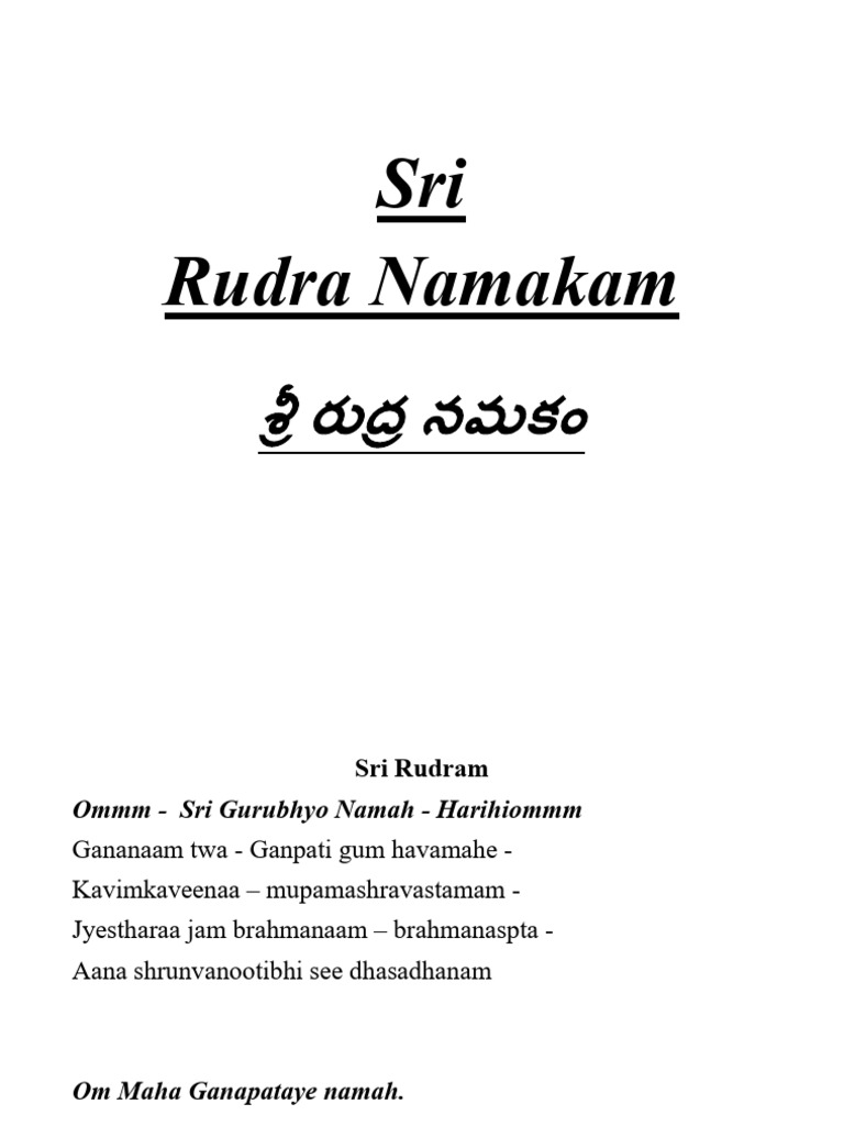 Sri Rudra Namakam | PDF
