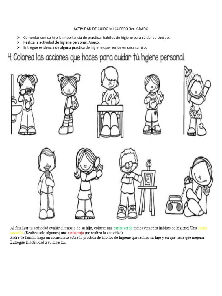 ACTIVIDAD DE CUIDO MI CUERPO 3er | PDF | Relaciones personales, crianza ...