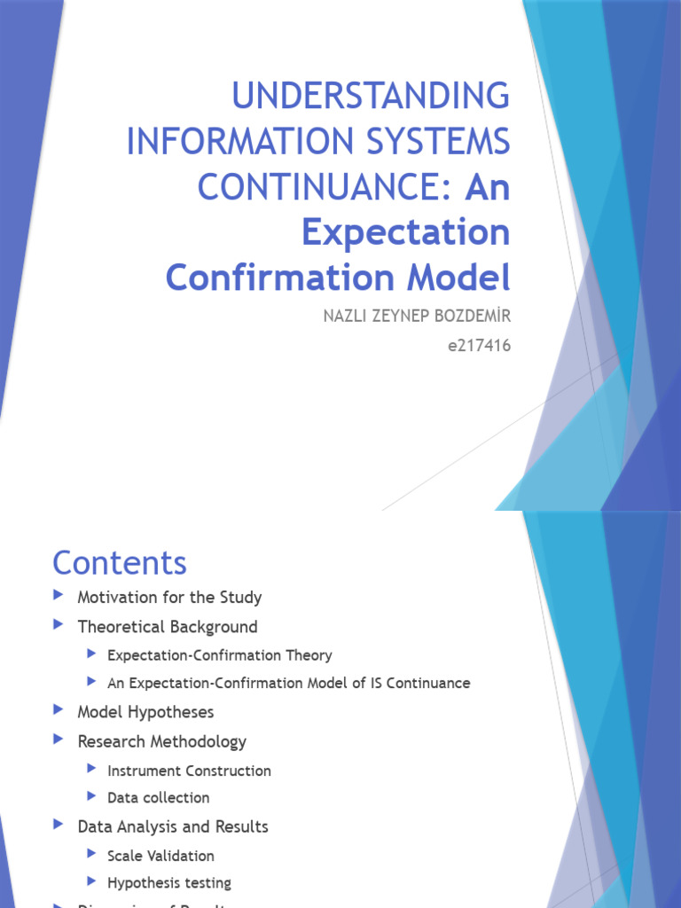 IS Continuance: Expectation-Confirmation Model | PDF | Theory ...