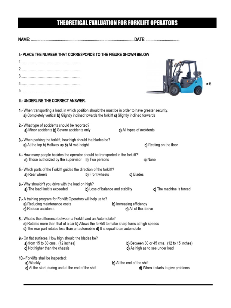 Forklift Examination | PDF | Forklift | Car