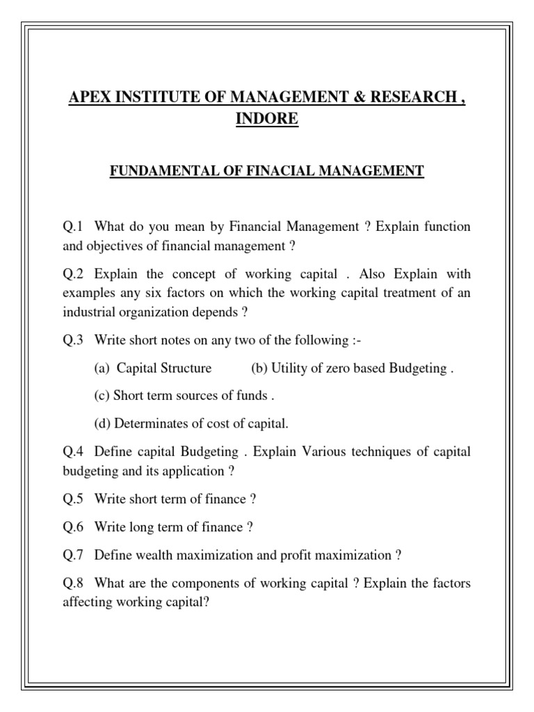 Mba 2ND Sem Imp Question | PDF