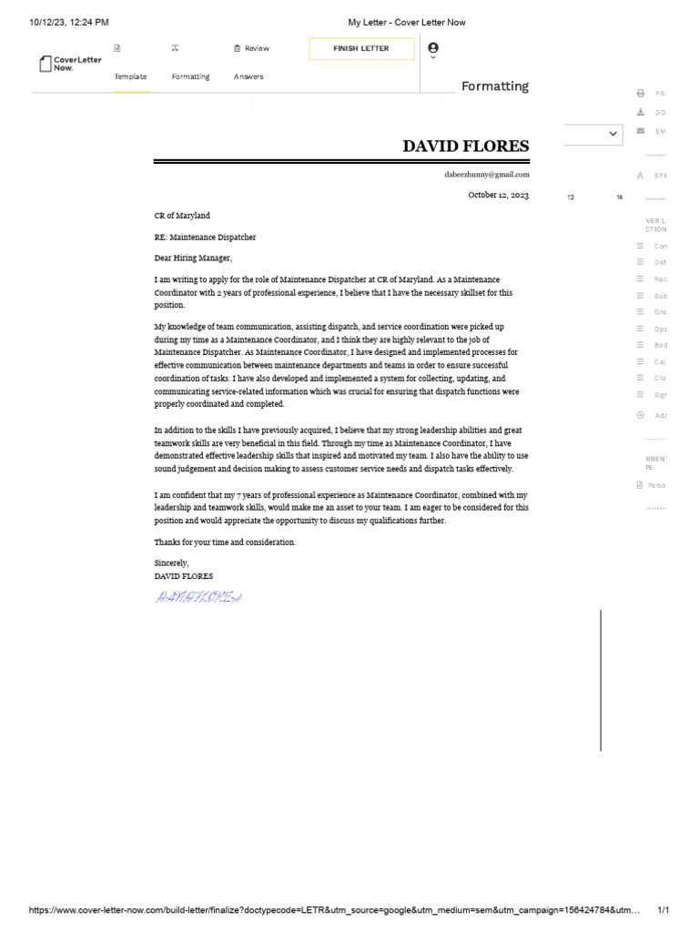 My Letter - Cover Letter Now | PDF