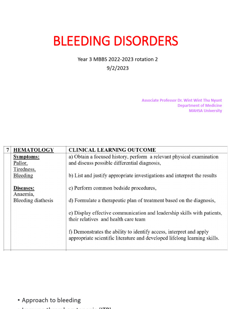 Bleeding Disorders | PDF