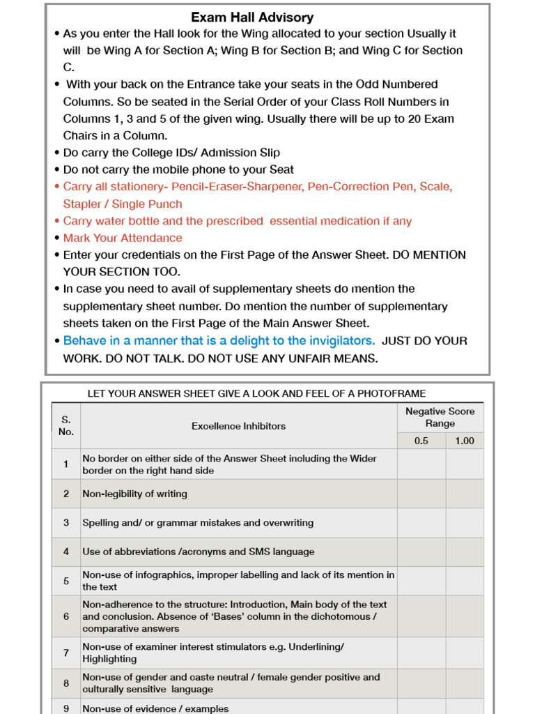 Writing Excellence Guide Internal Exams | PDF