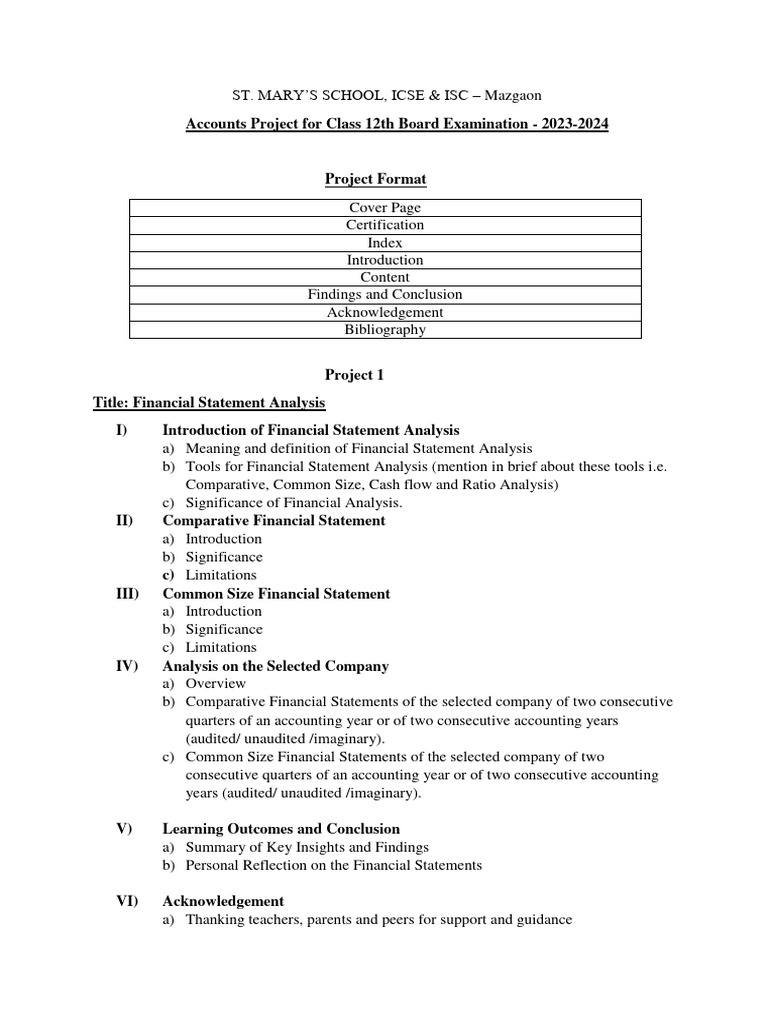 Class 12 Accountancy Project Guide | PDF | Financial Statement | Accounting