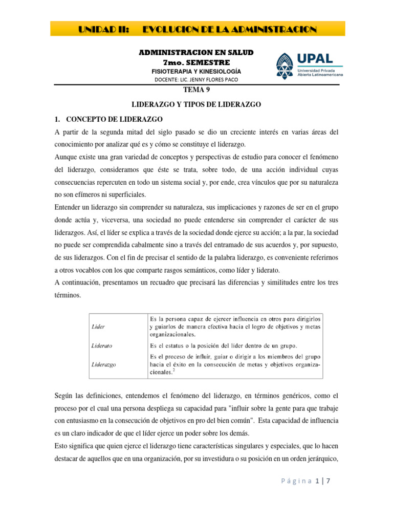 Tema 9 - Liderazgo y Tipos de Liderazgo | PDF