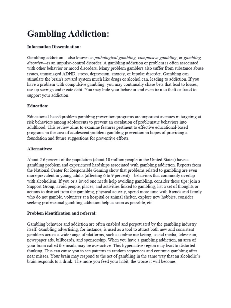 Understanding Gambling Addiction and Prevention | PDF