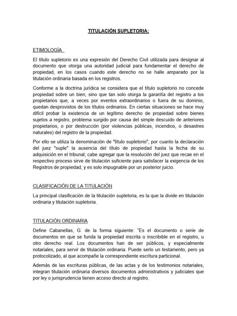 Titulación Supletoria | PDF | Propiedad | Posesión (Ley)