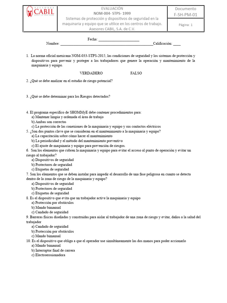 Evaluación de Seguridad en Maquinaria | PDF