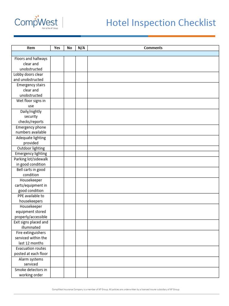 18837-CW-Hospitality-Hotel-Inspection-Checklist | PDF