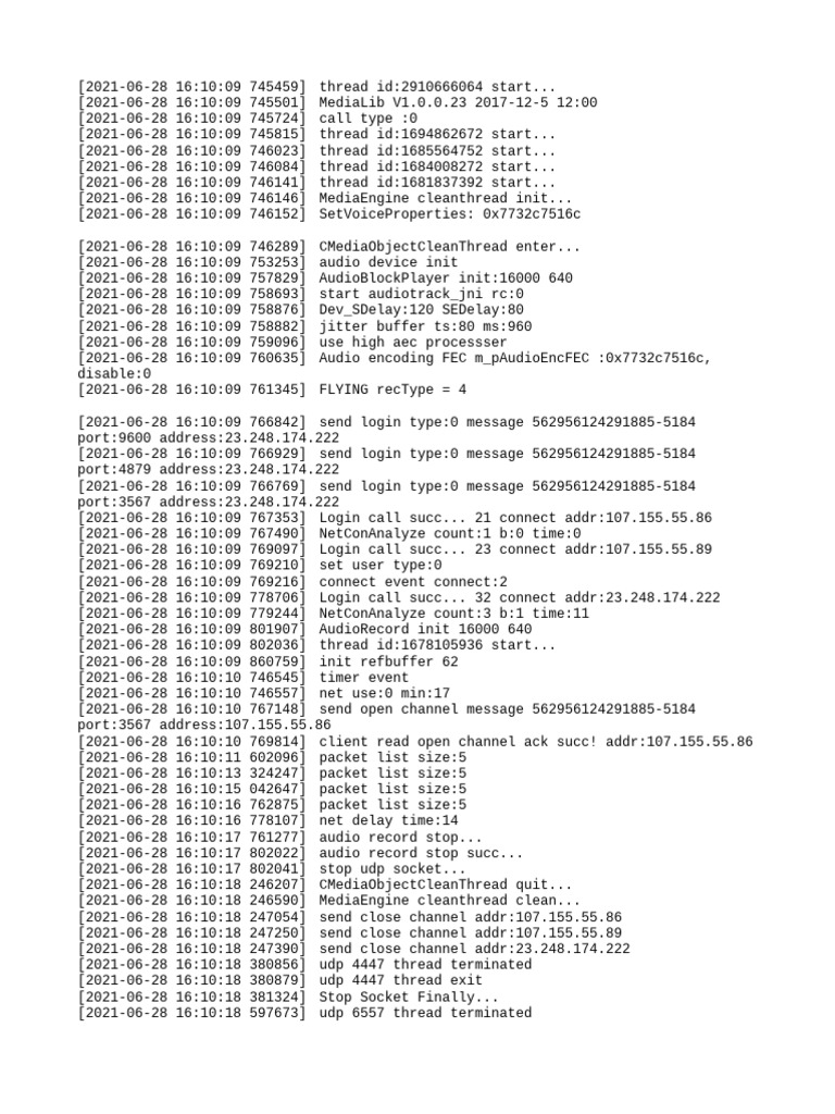 2021 06 28 - Log | PDF | Network Socket | Transmission Control Protocol