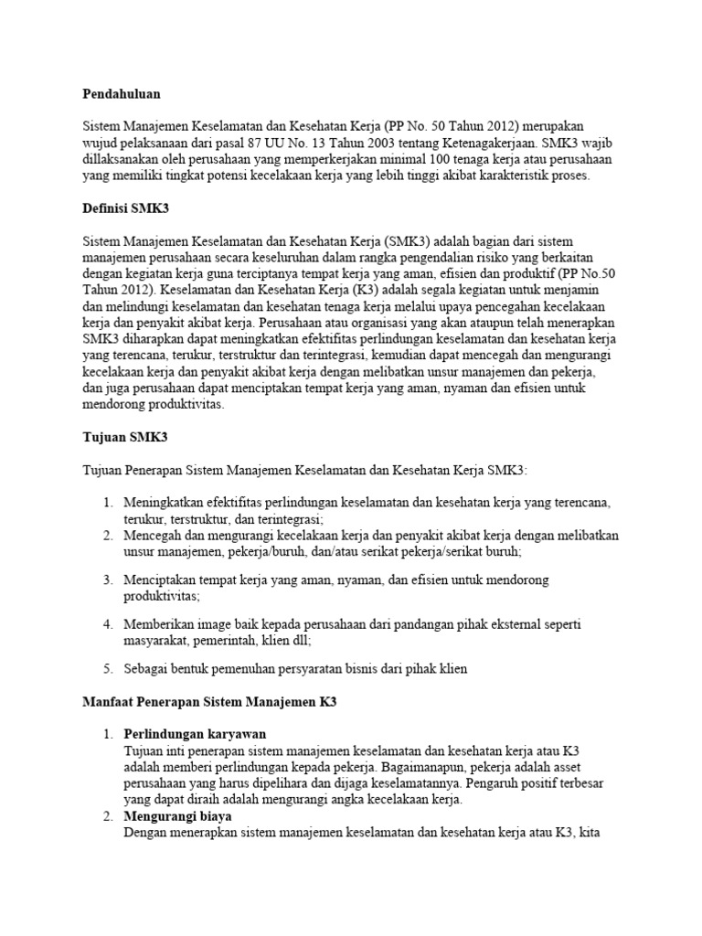 Pendahuluan SMK3L | PDF