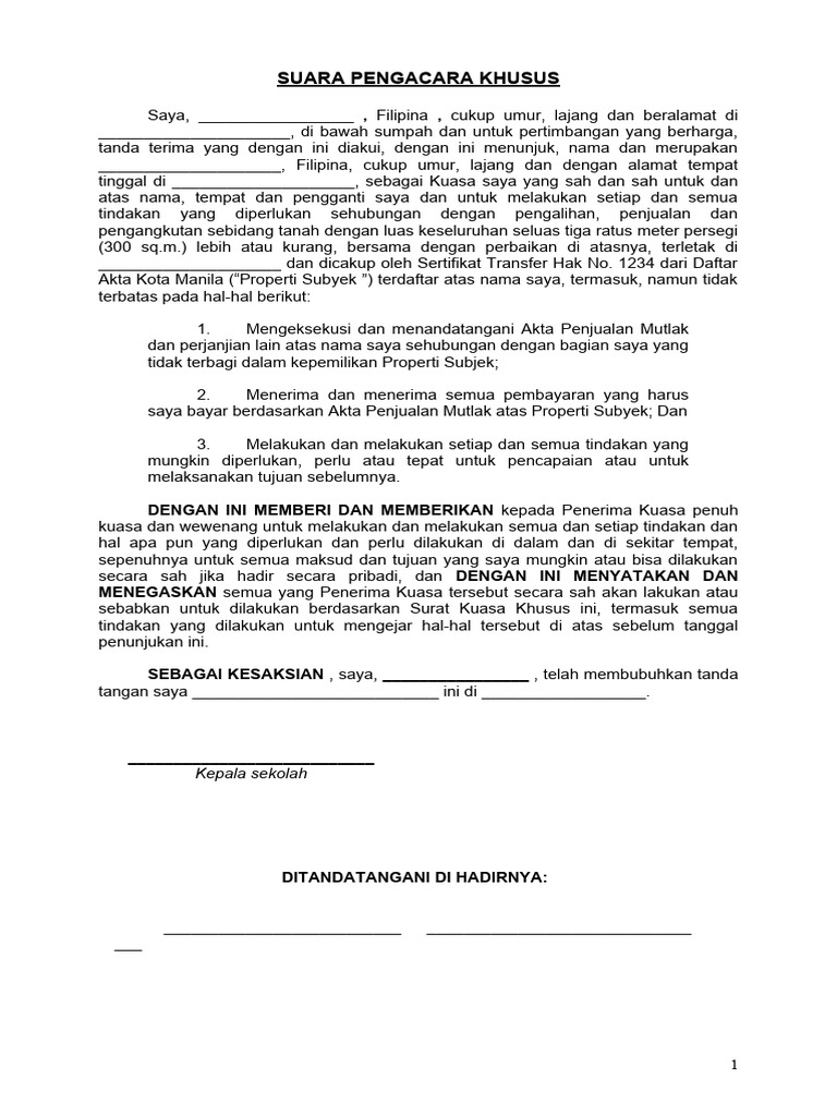 Contoh Spa Untuk Penjualan Properti | PDF