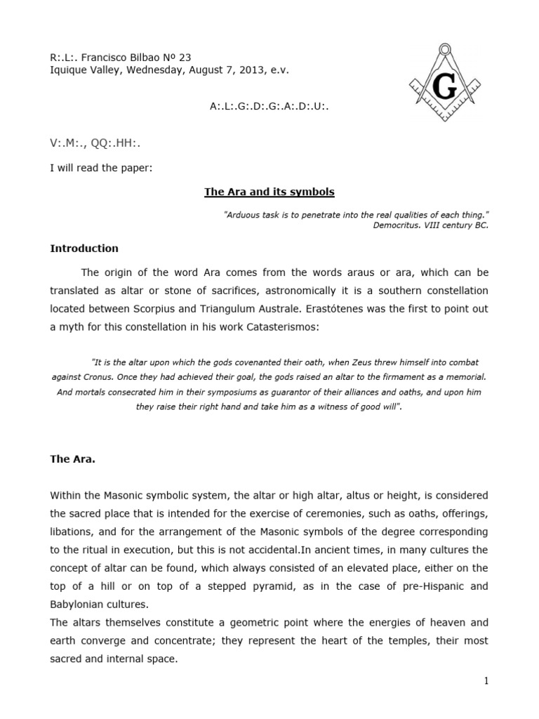 The Ara and Its Symbols in The Lodge of Companions | PDF | Altar | Kabbalah
