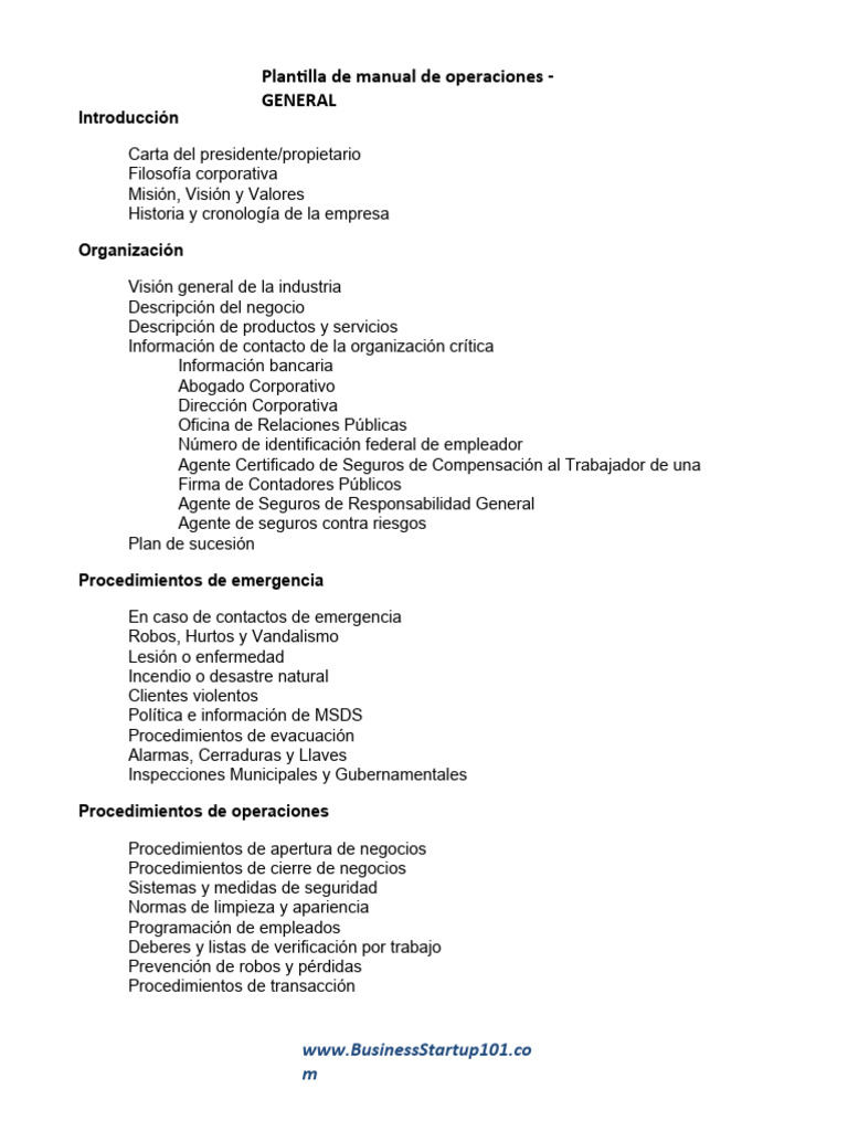 Plantilla de Manual de Operaciones - GENERAL | PDF