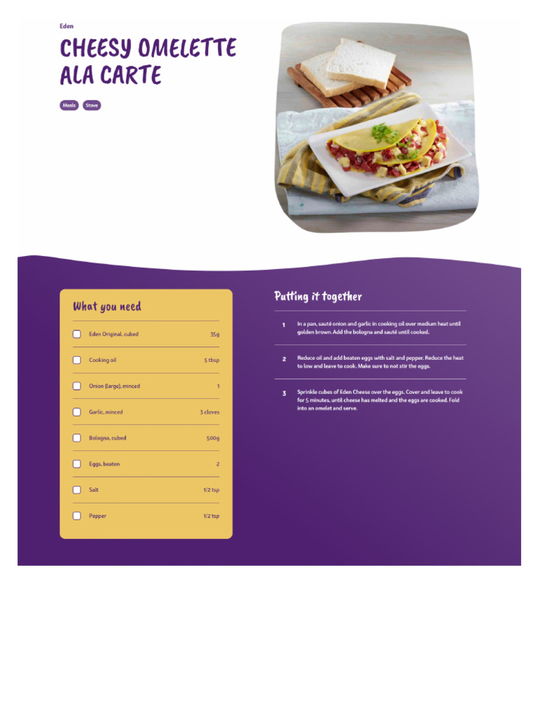 Cheesy Omelette Ala Carte | PDF