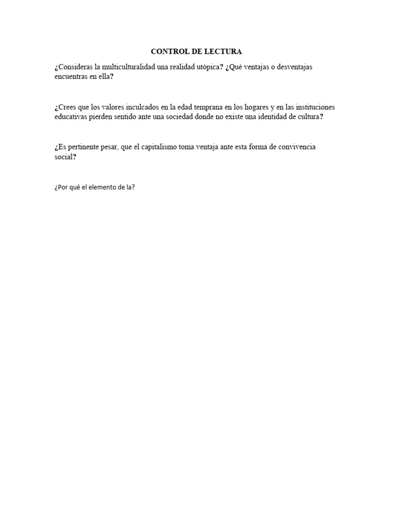 Control de Lectura | PDF