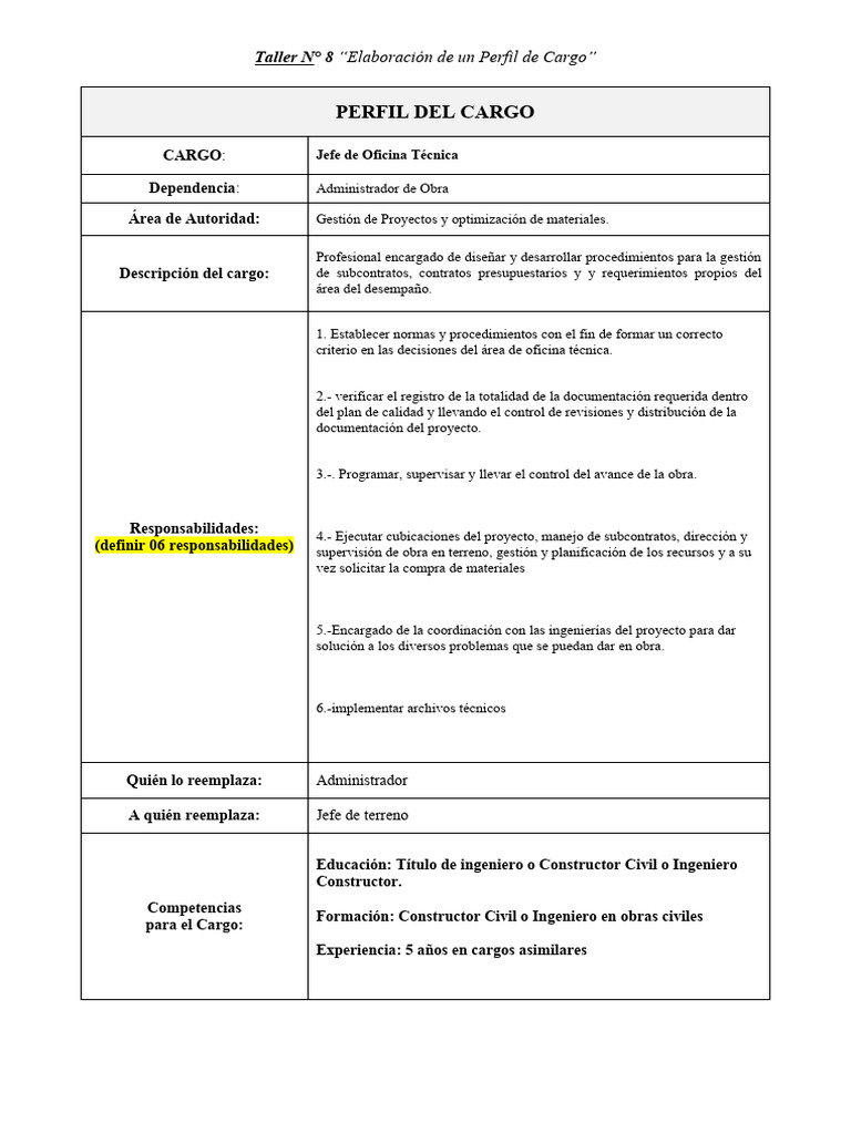 Perfil de Cargo | PDF