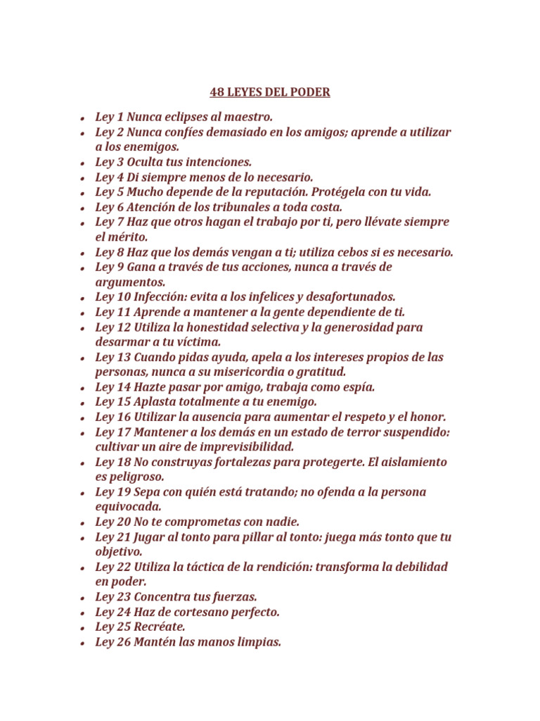 48 Leyes Del Poder | PDF