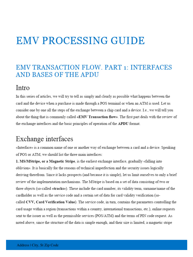 Emv Processing Guide | PDF | Emv | Smart Card Emv Processing Guide | PDF | Emv | Smart Card