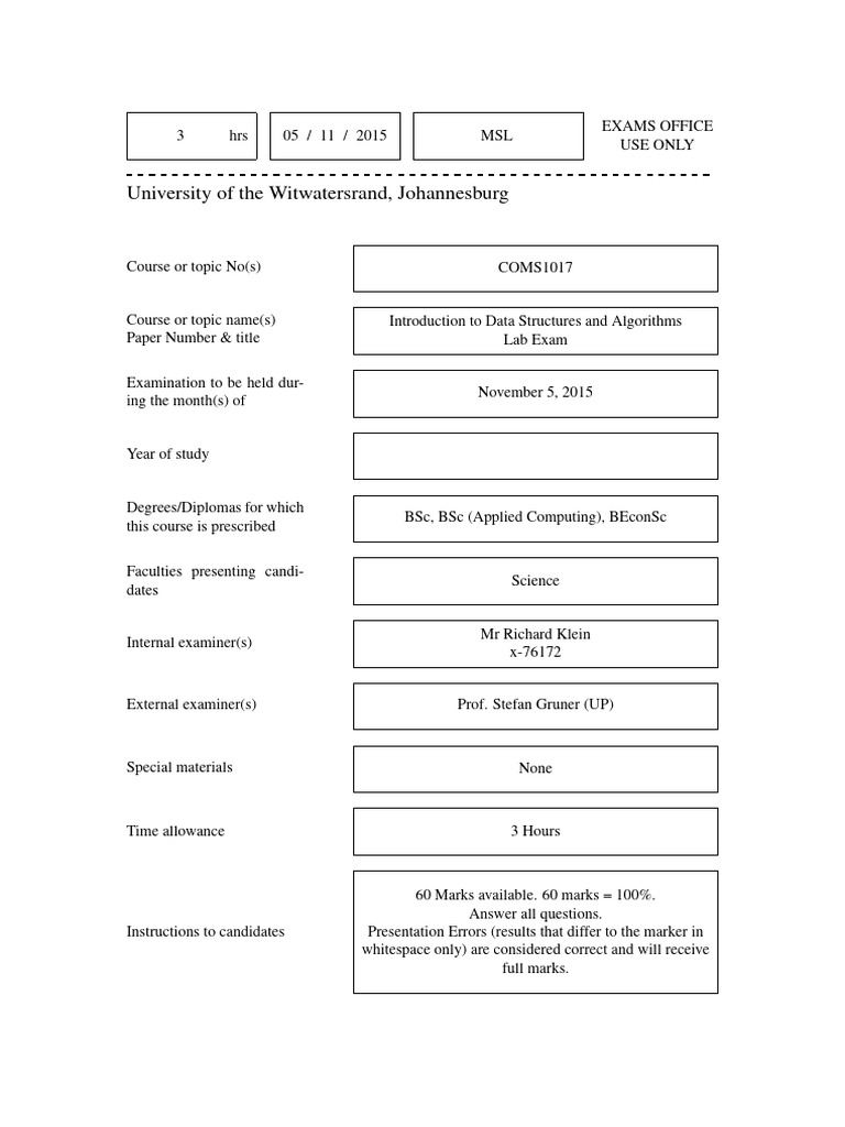 Labexam 2015 | PDF | Theoretical Computer Science | Computing