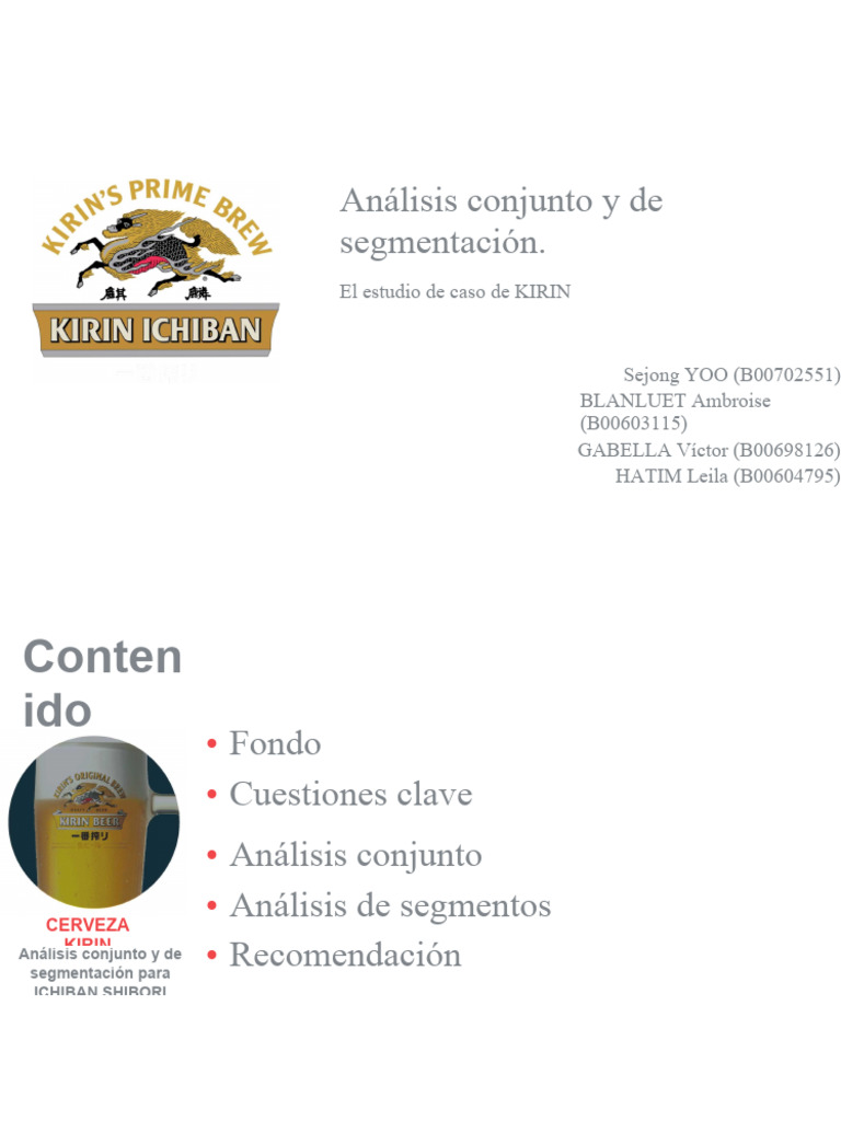Análisis de Segmentación de Cerveza Kirin | PDF