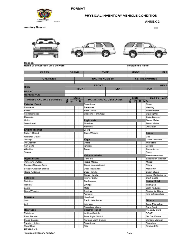 Physical Inventory Format Vehicles | PDF | Cars Of The United States ...