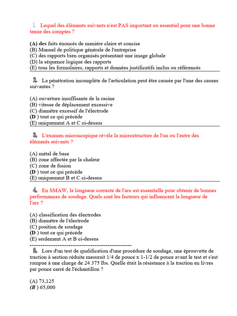 Examen Cwi Avec Réponse (103 Questions) | PDF | Construction | Soudage
