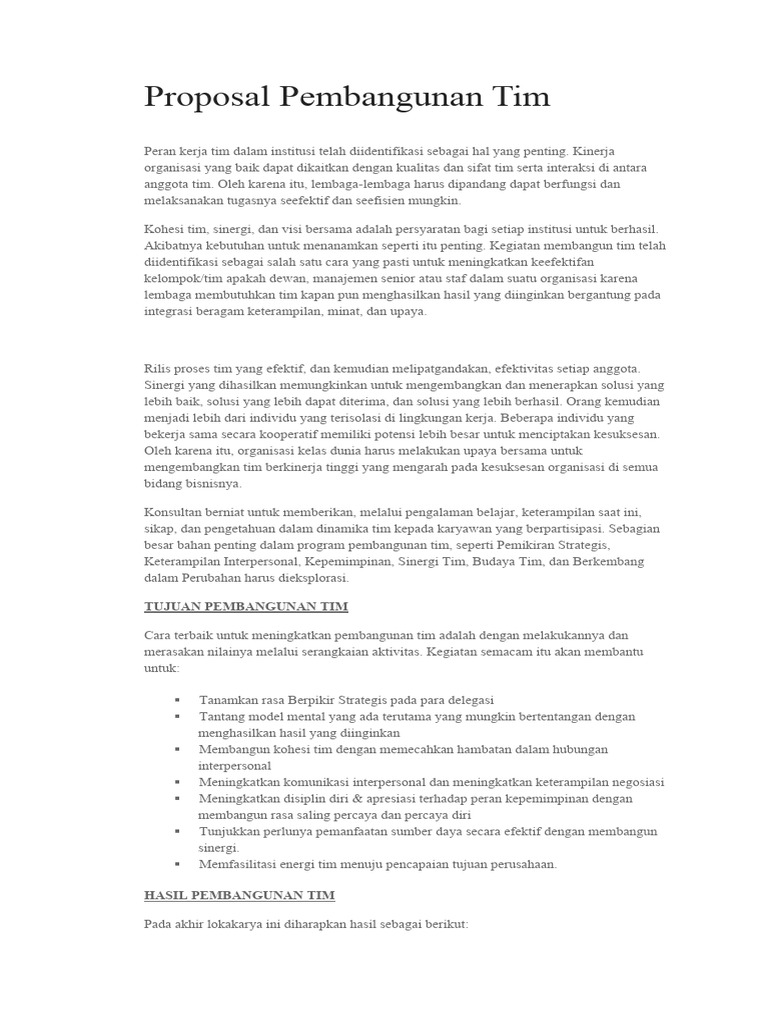 Proposal Pembangunan Tim | PDF
