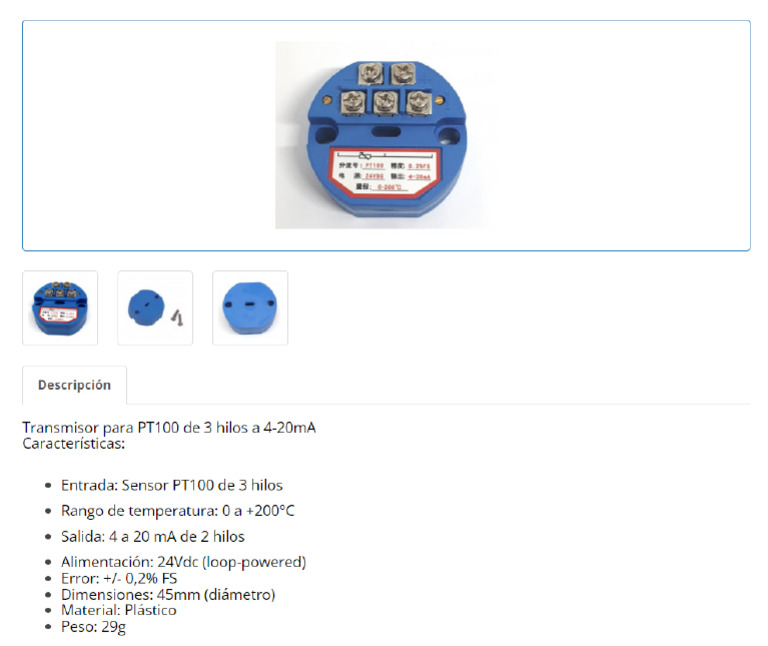 Datasheet Transmisor PT100 | PDF
