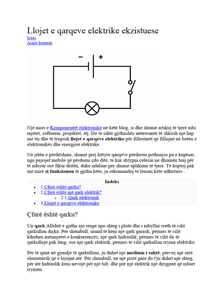 Llojet e Qarqeve Elektrike Ekzistuese | PDF