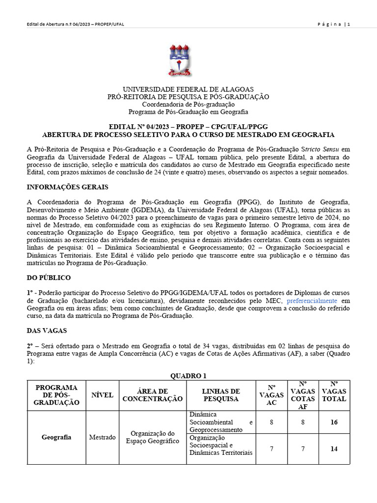 Edital PPGG 2024 | PDF