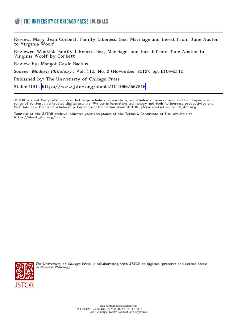 Family Likeness in Jane Austen | PDF | Incest | Virginia Woolf