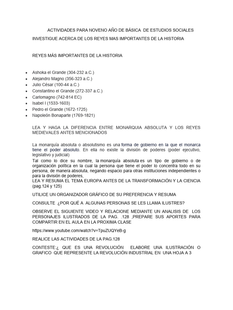 Actividades de Estudios Sociales 9° Año | PDF