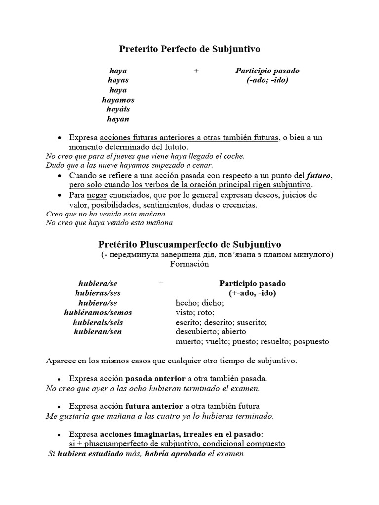 Pretérito Pluscuamperfecto de Subjuntivo | PDF | Morfología Lingüística ...