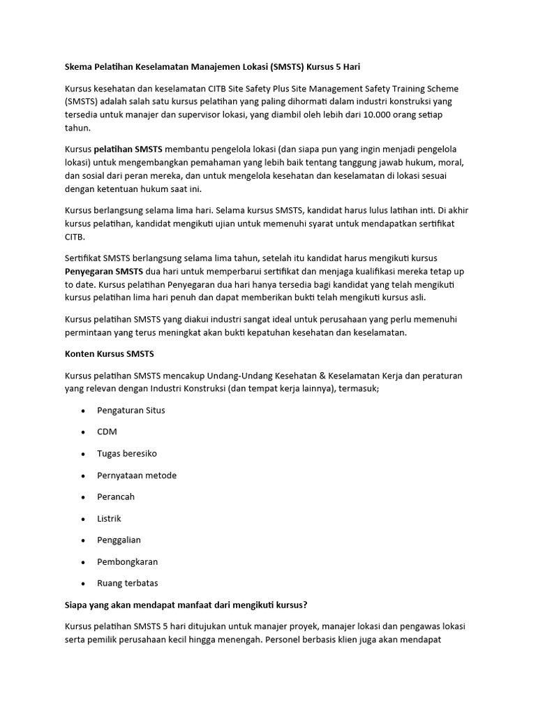 (SMSTS) 5 Hari | PDF