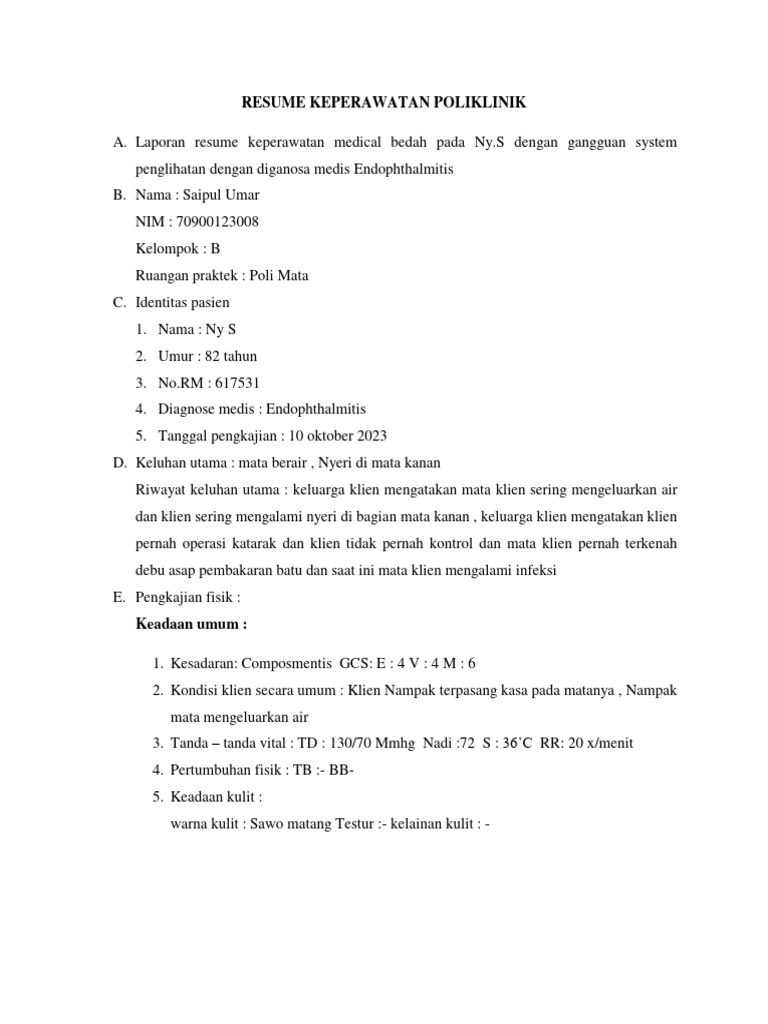 Resume Saipul Umar (Poli Mata) Fiks | PDF
