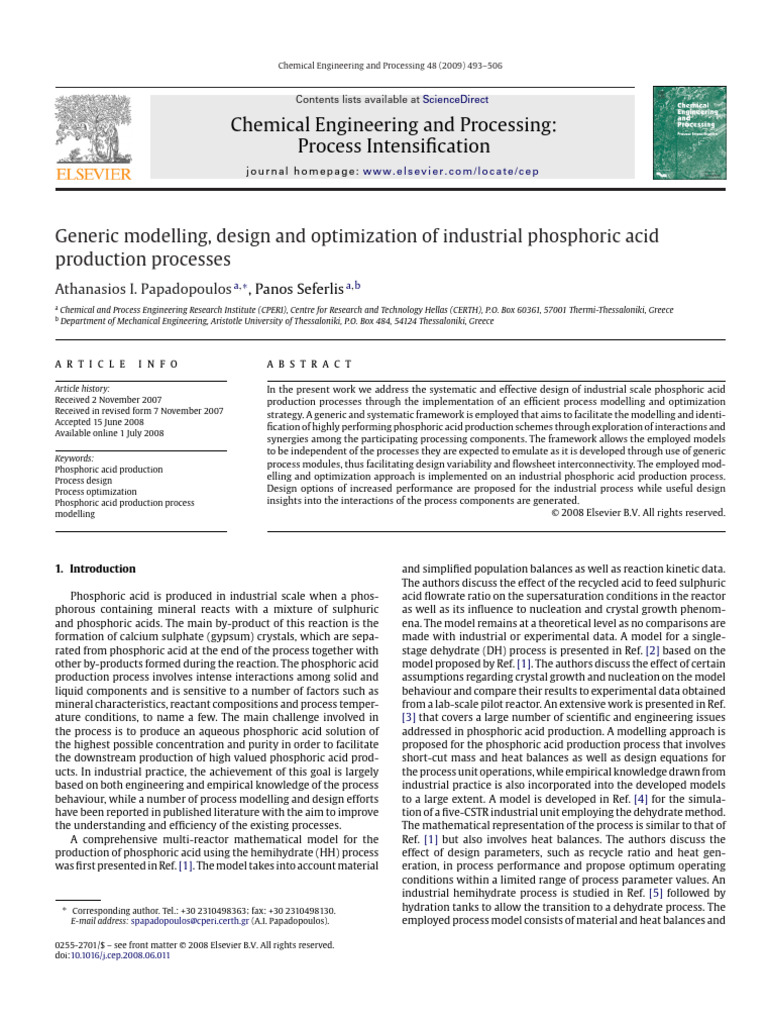 Phosphoric Acid Aspen | PDF | Mathematical Optimization | Crystallization