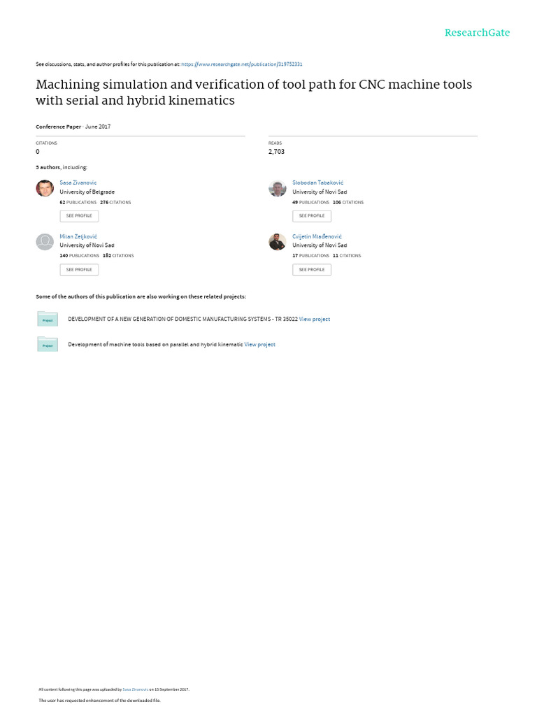 Machining Simulation and Verification of Tool Path For CNC Machine | PDF
