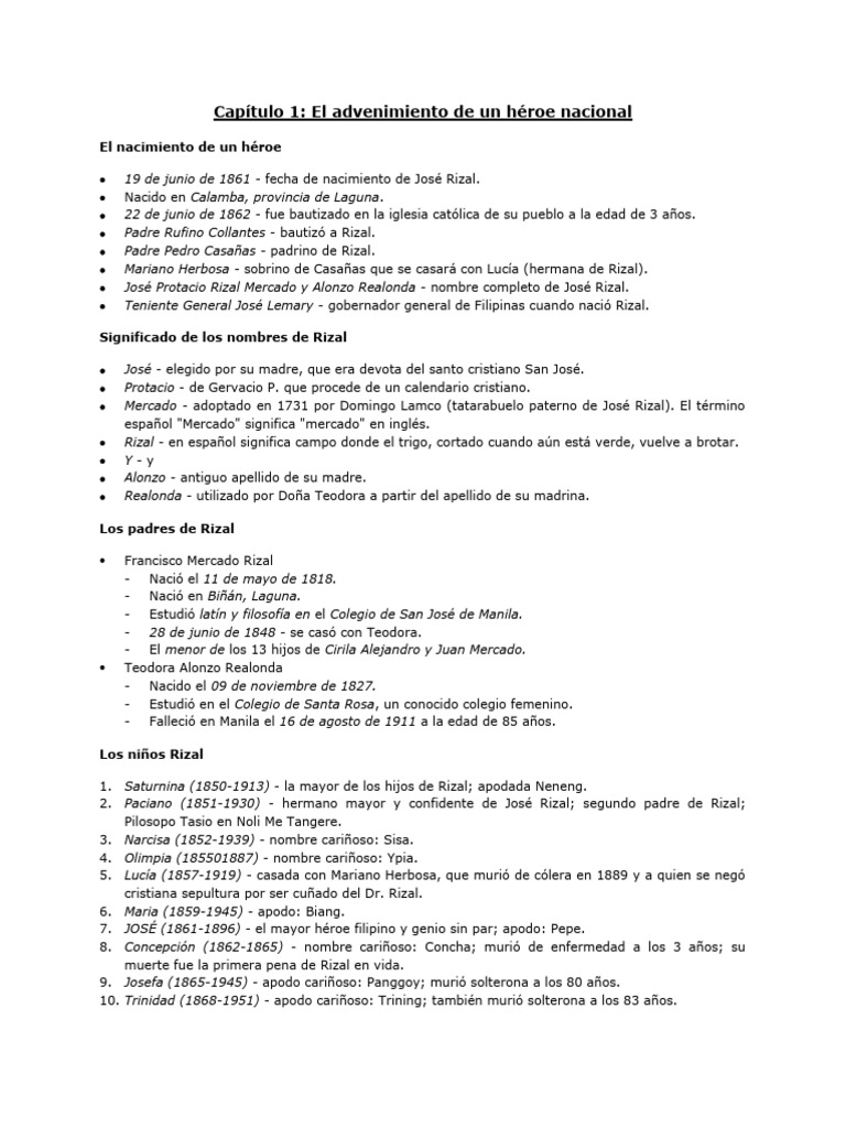 Resúmenes de Rizal Capítulo 1-13 | PDF | Canal de Suez | Filipinas