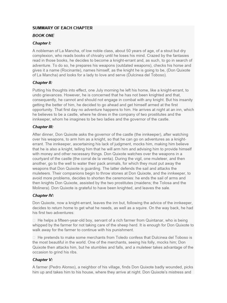 Summary Don Quixote Vicens Vives | PDF | Don Quixote