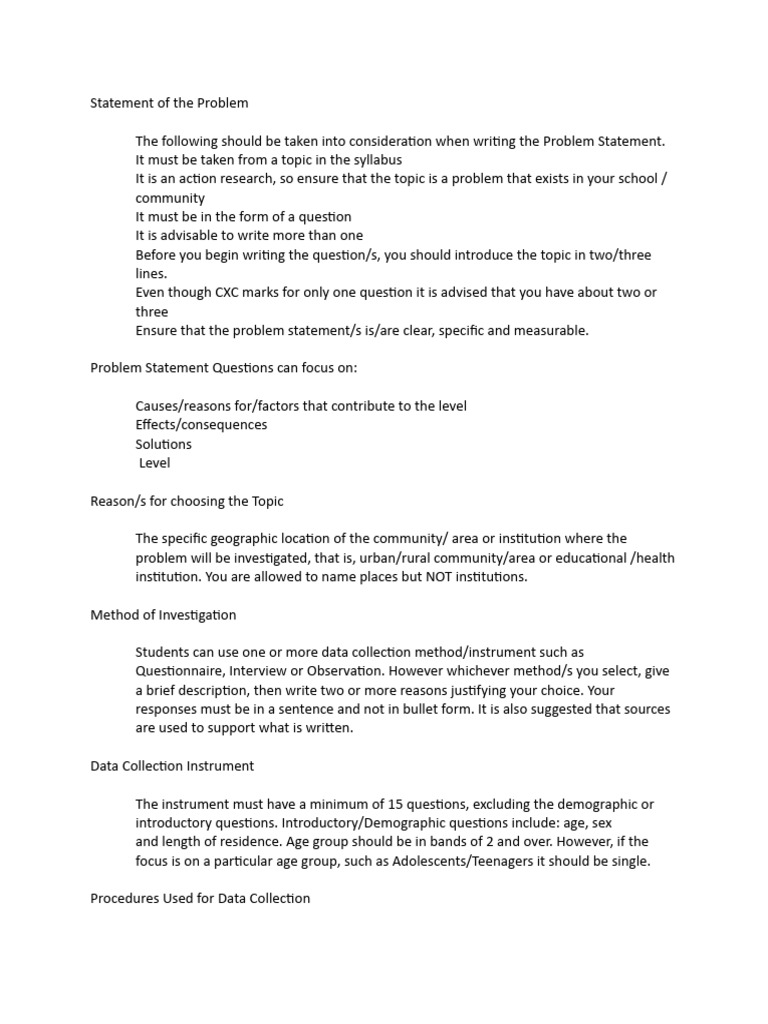 CXC SS SBA Outline | PDF