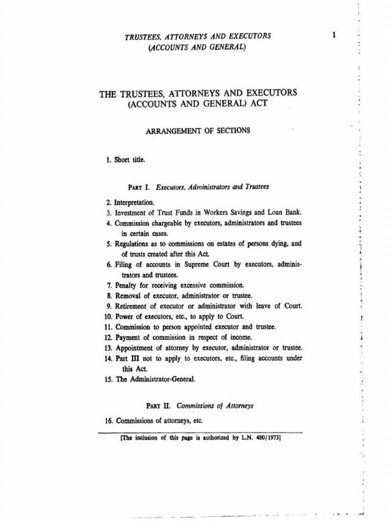 Trustees, Attorneys and Executors (Accounts and General) Act | PDF