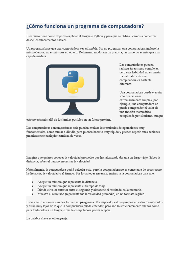 Cómo funciona un programa de computadora | PDF | Lenguaje de ...