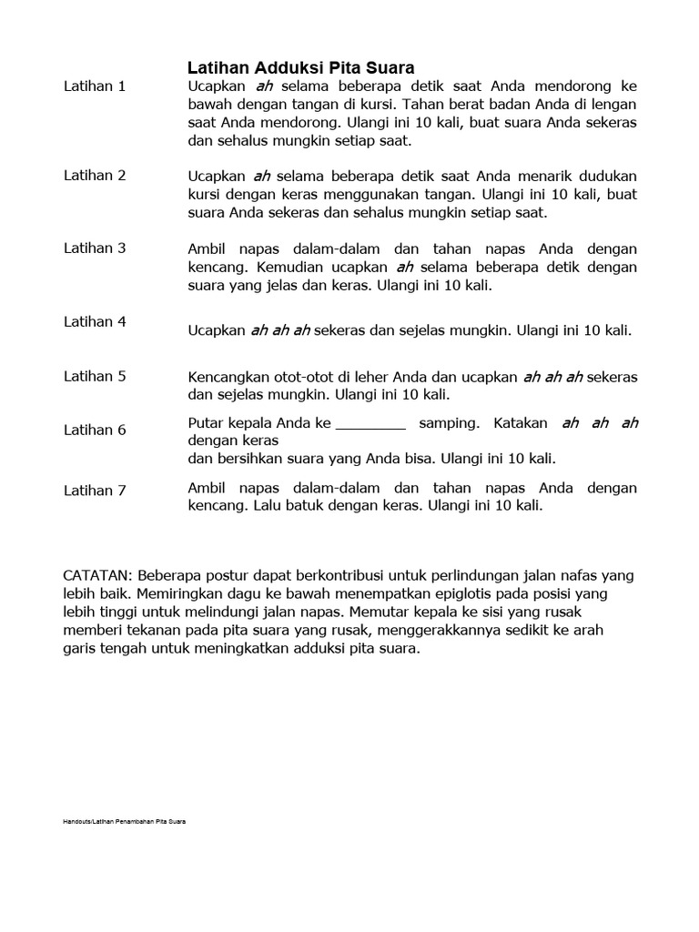 Latihan Penambahan Pita Suara | PDF