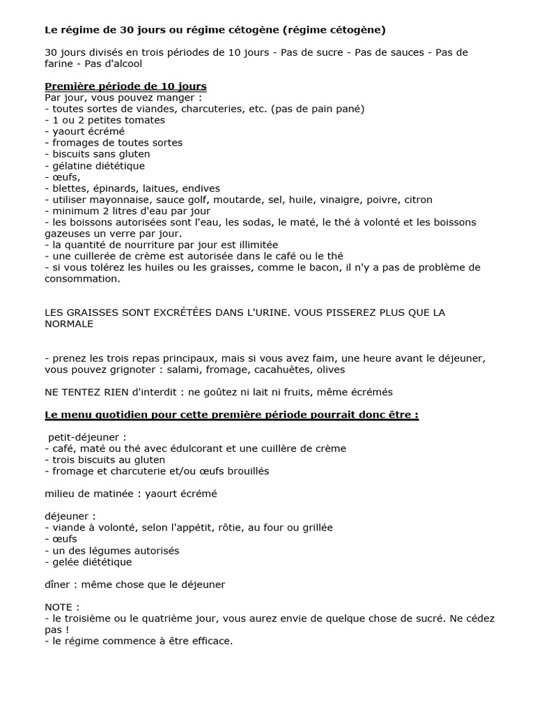 Régime cétogène de 30 jours : guide complet | PDF