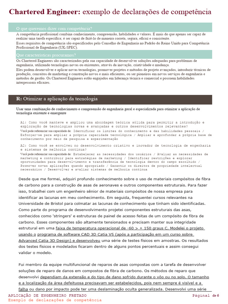 Exemplos de competência CEng | PDF | Engenharia | Competência (Recursos Humanos)