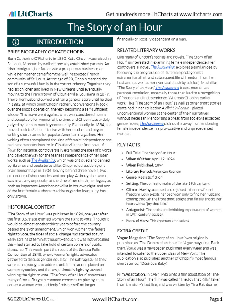 The Story of An Hour LitChart | PDF